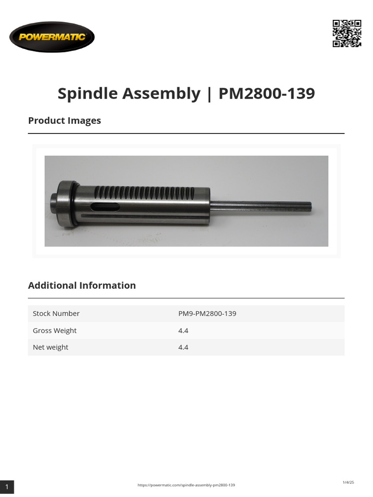 Spindle Assembly PM2800 139 | PDF