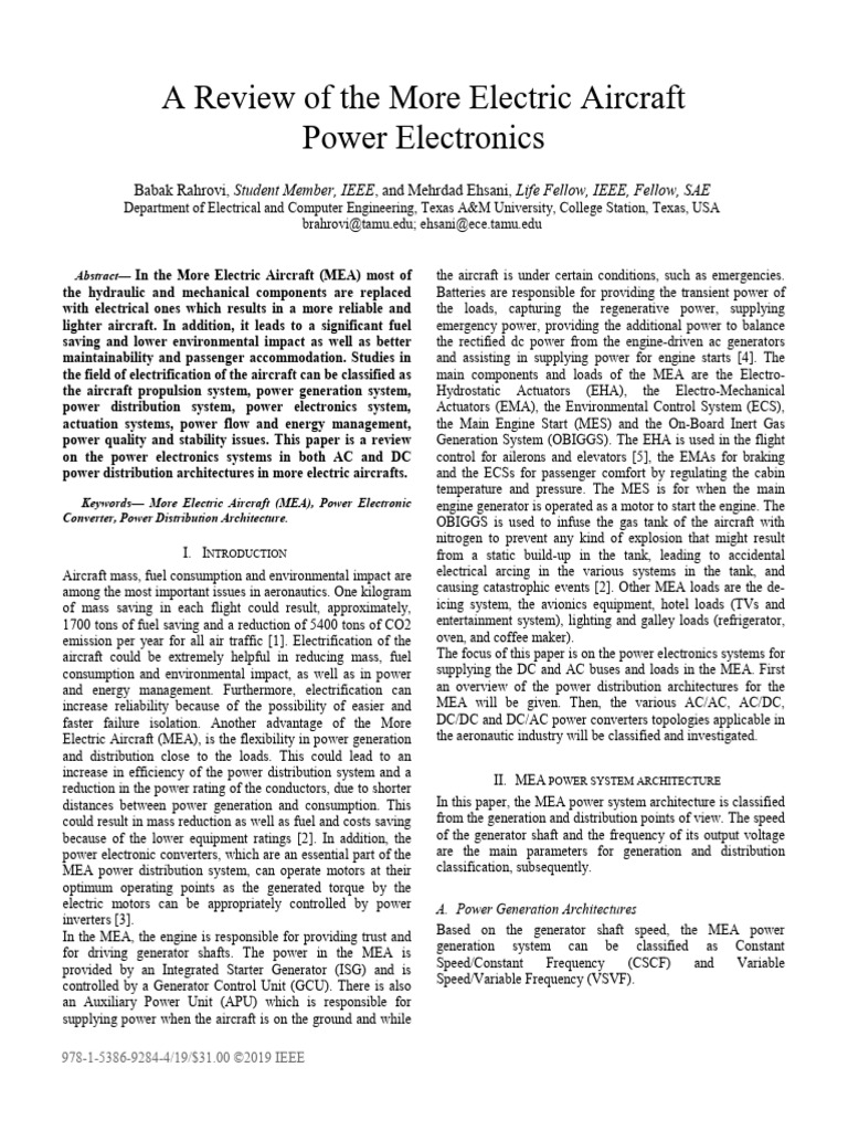 A Review of the More Electric Aircraft power electronics | PDF ...