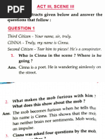 Julius Caeser Act 3 Scene 2 Questions & Answers | PDF | Mark Antony ...