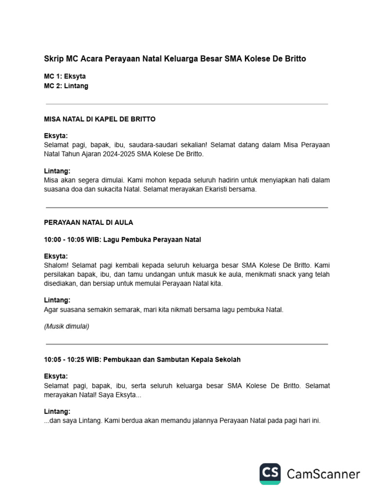 Skrip MC Natalan 4 Jan 2025 | PDF