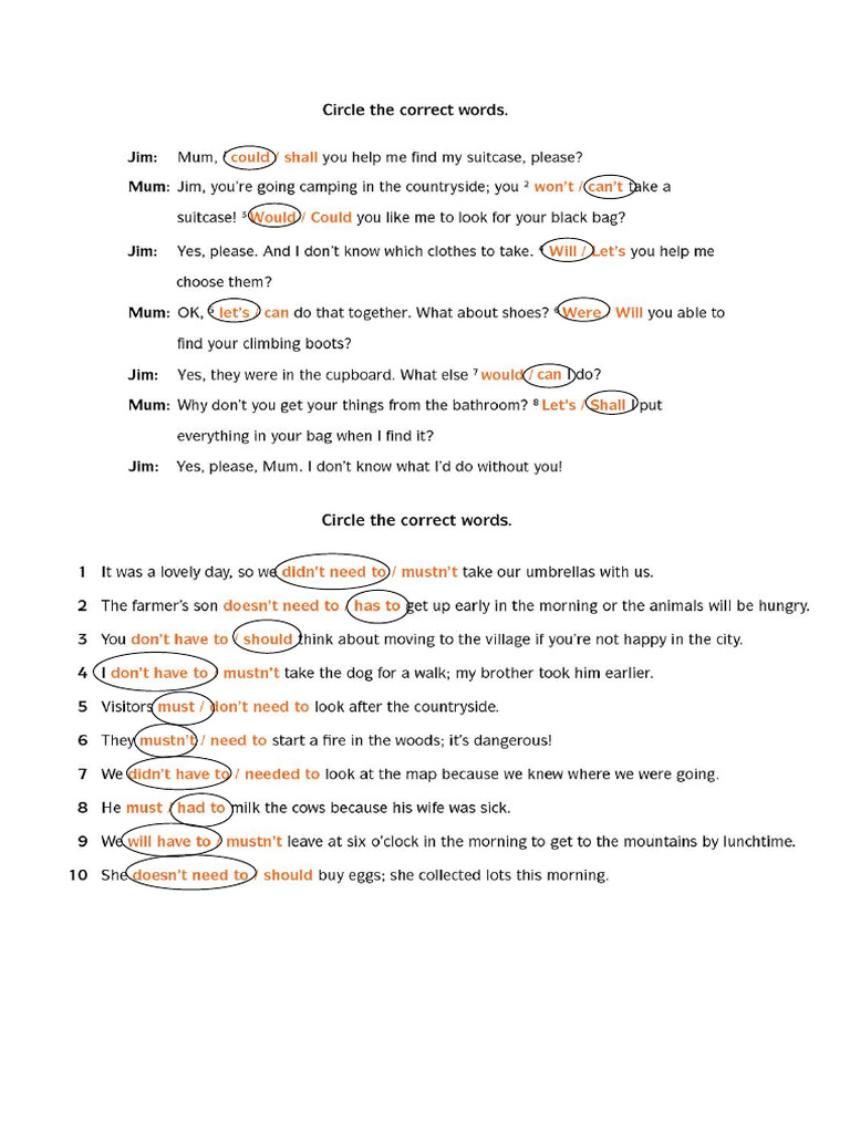 Practice Unit 7 - Grammar 1-2 Debora Lavan Enf. | PDF