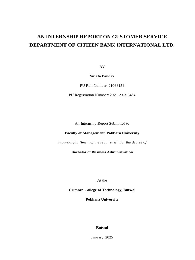 Internship Report On Citizens Bank Intern 1 | PDF | Banks | Banking