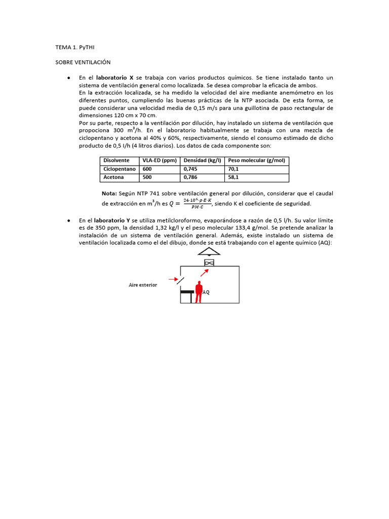 TEMA 1 - Problemas - Ventilación | PDF