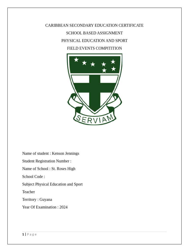 Physical Education SBA - Kenson | PDF | Track And Field | Sports