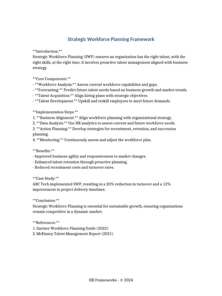 Enhanced Strategic Workforce Planning Framework | PDF