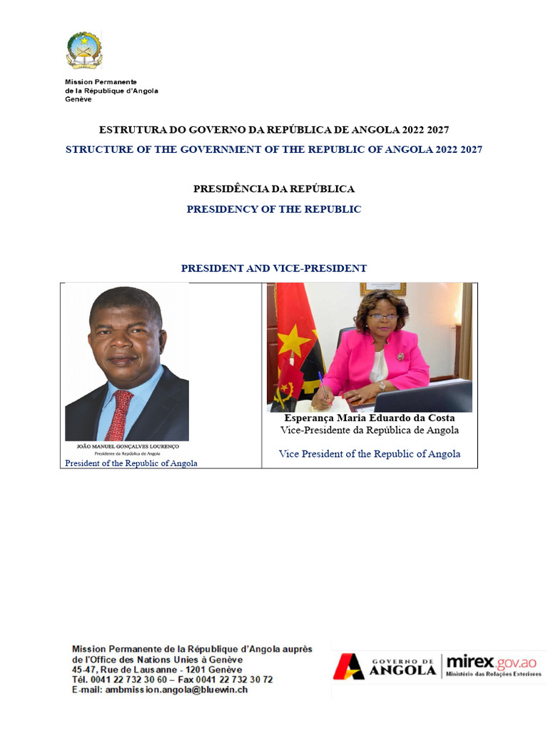 Estrutura do Governo de Angola 2022-2027 | PDF | Ministros (governo ...