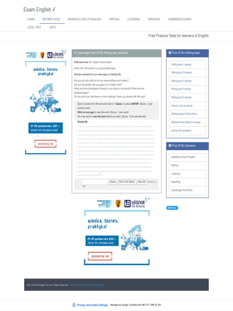 Cambridge First Writing Part2 Article | PDF | Language Education | Tests