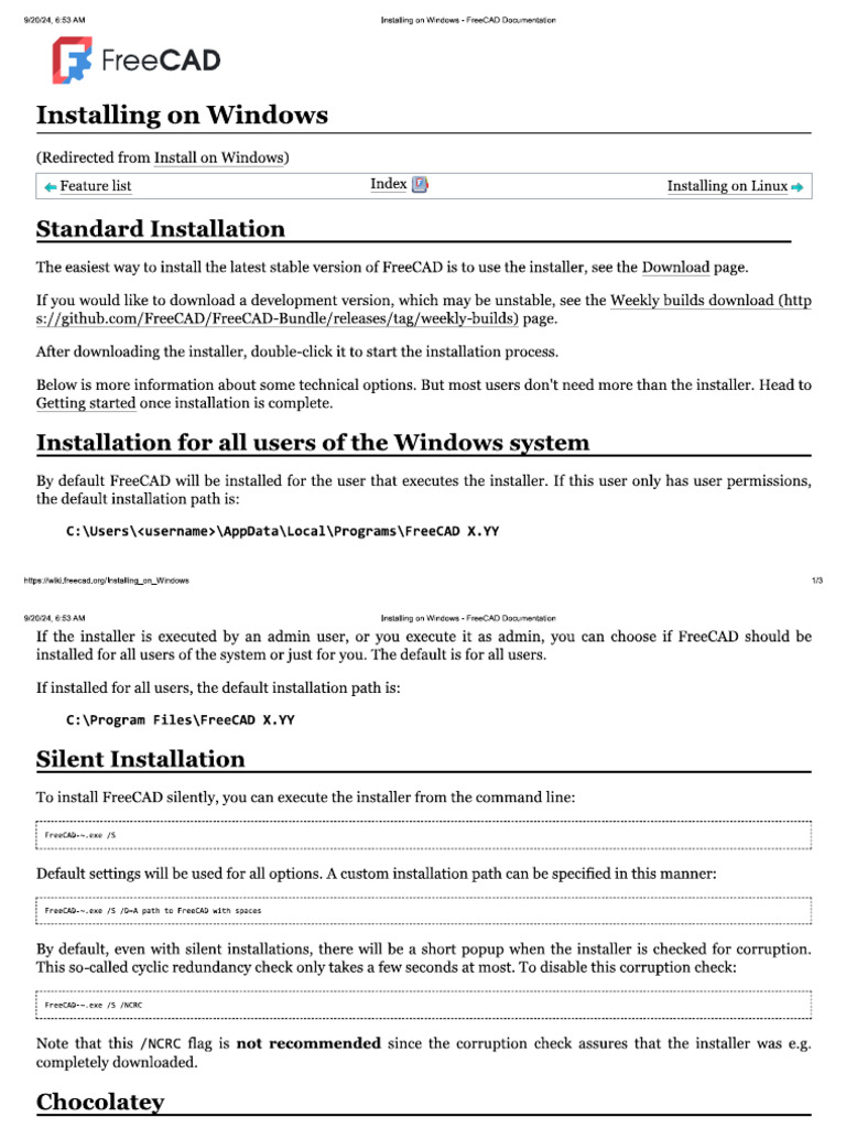 FreeCAD Installation Guide | PDF