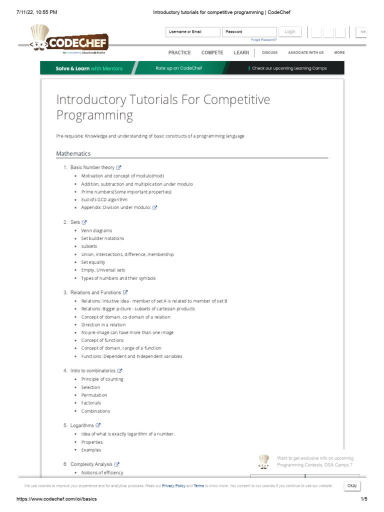 Introductory Tutorials For Competitive Programming - CodeChef | PDF | C++ | C (Programming Language)