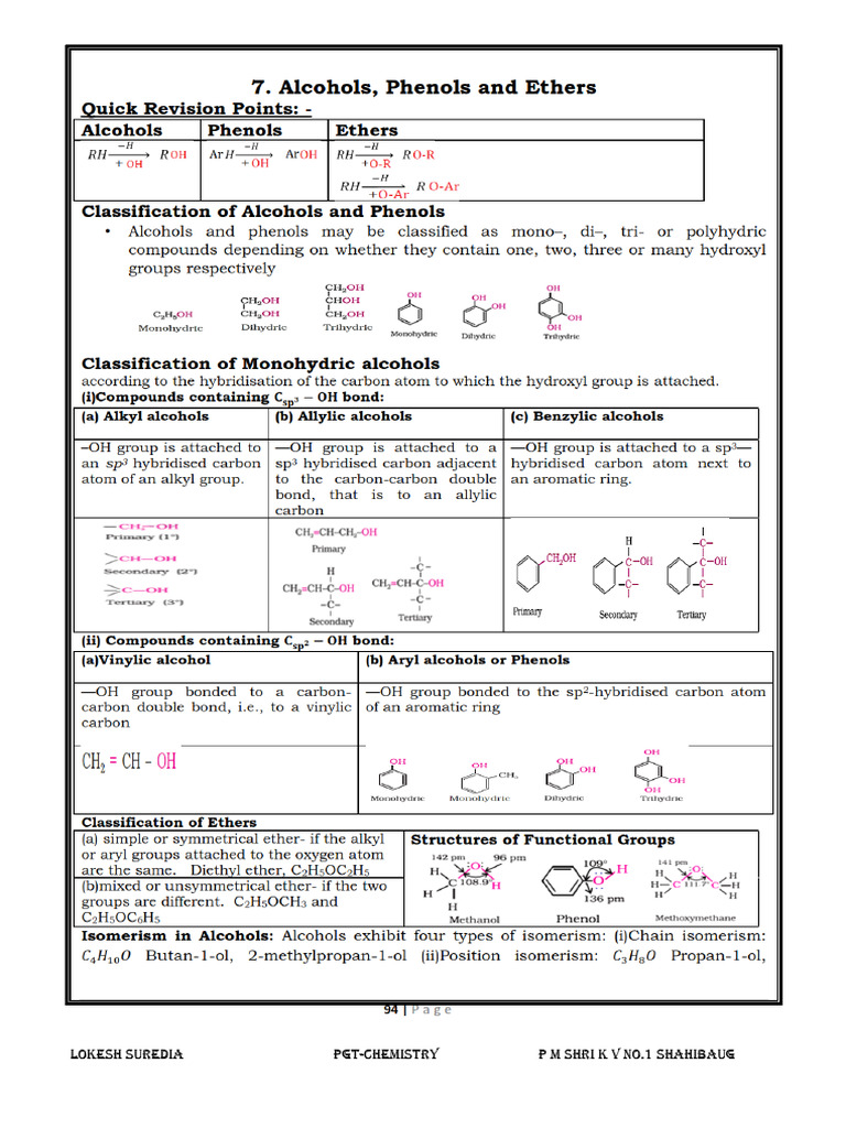 Alchol Phenol and Ether and Aldehyde Ketone Carboxylic Acid | PDF | Carbon Compounds | Chemistry