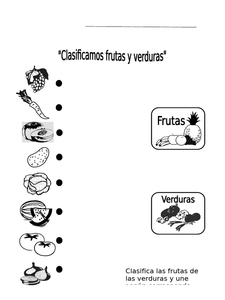 Ficha Clasificamos Frutas y Verduras | PDF