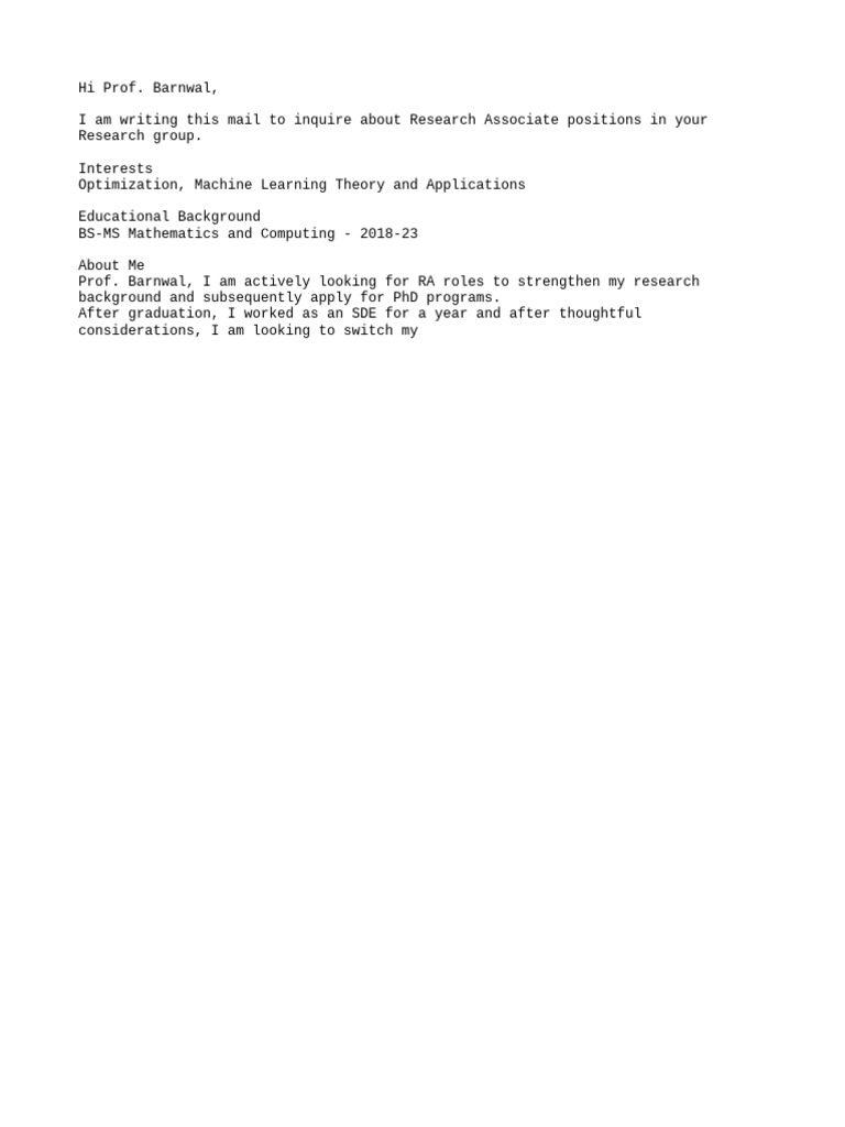 Inquiry for Research Associate Position | PDF