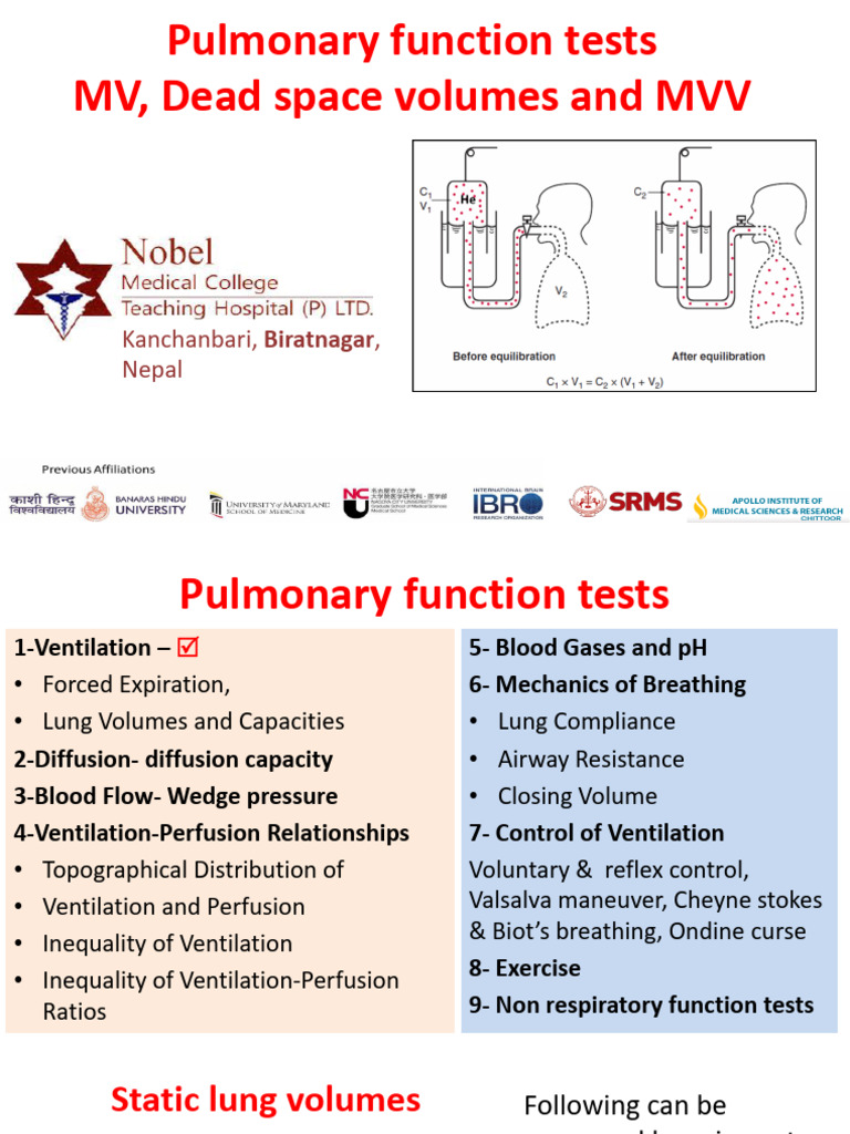 6-pft - MV, Dead Spaces, MVV | PDF | Breathing | Chronic Obstructive ...