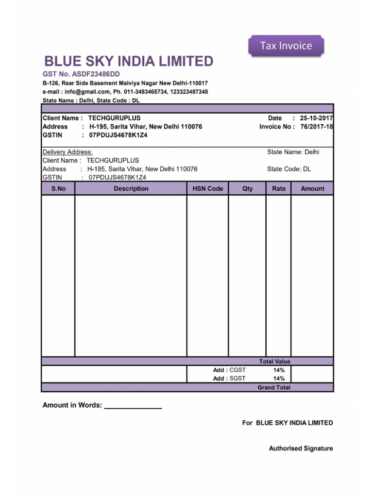 Blue Invoice | PDF