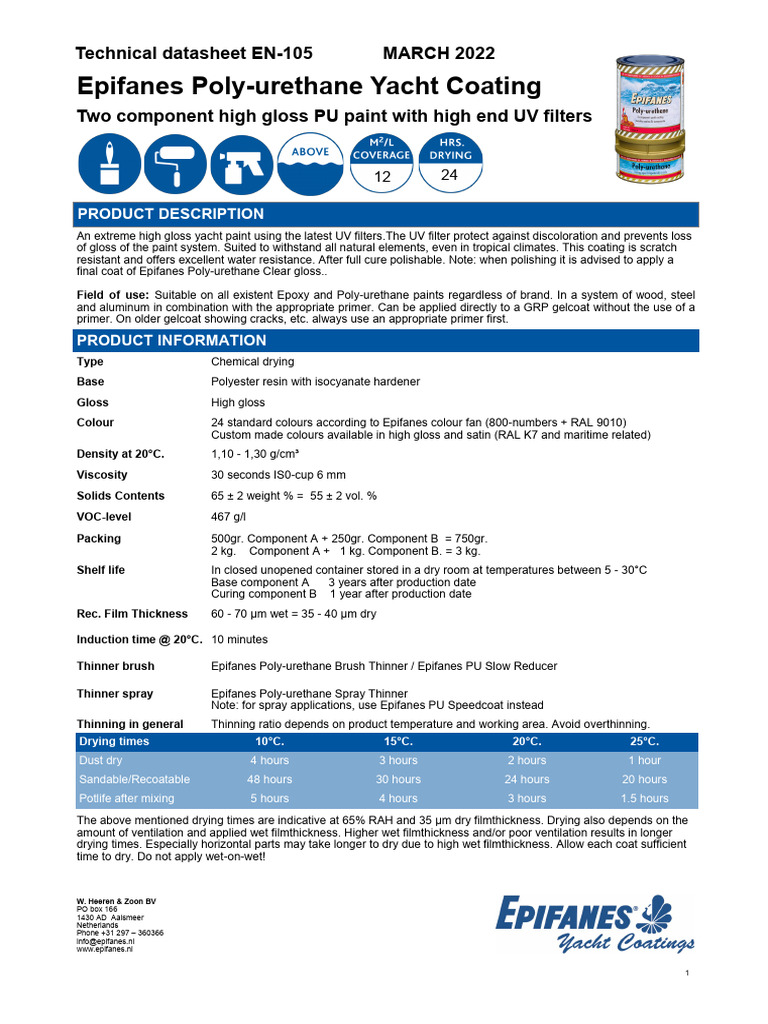 Fisa Tehnica Vopsea Poliuretanica Bicomponenta Epifanes | PDF | Paint ...