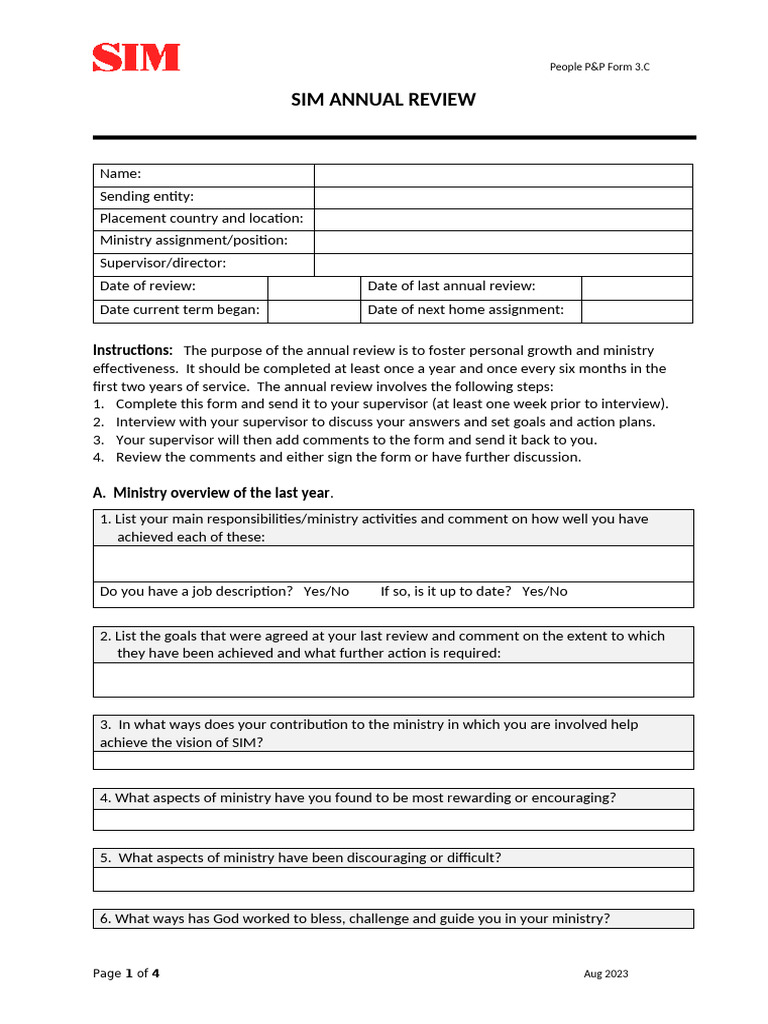 3.C. Annual Review Form (Format 3) | PDF | Mentorship