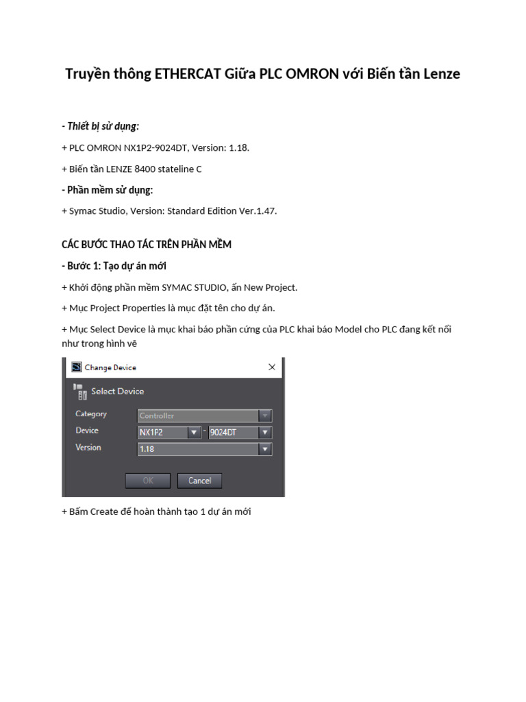 Truyền thông ETHERCAT Giữa PLC OMRON với Biến tần Lenze 123 | PDF