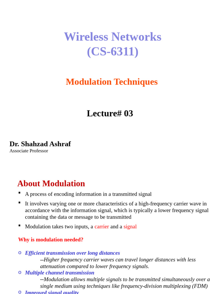 Lecture 03-Modulation Techniques | PDF | Modulation | Amplitude Lecture 03-Modulation Techniques | PDF | Modulation | Amplitude