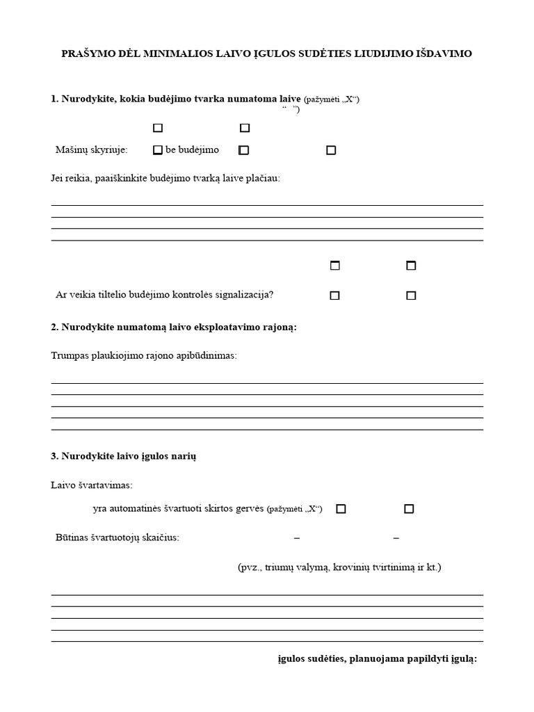 Prašymo Dėl Minimalios Laivo Įgulos Sudėties Liudijimo Išdavimo Papildymas | PDF