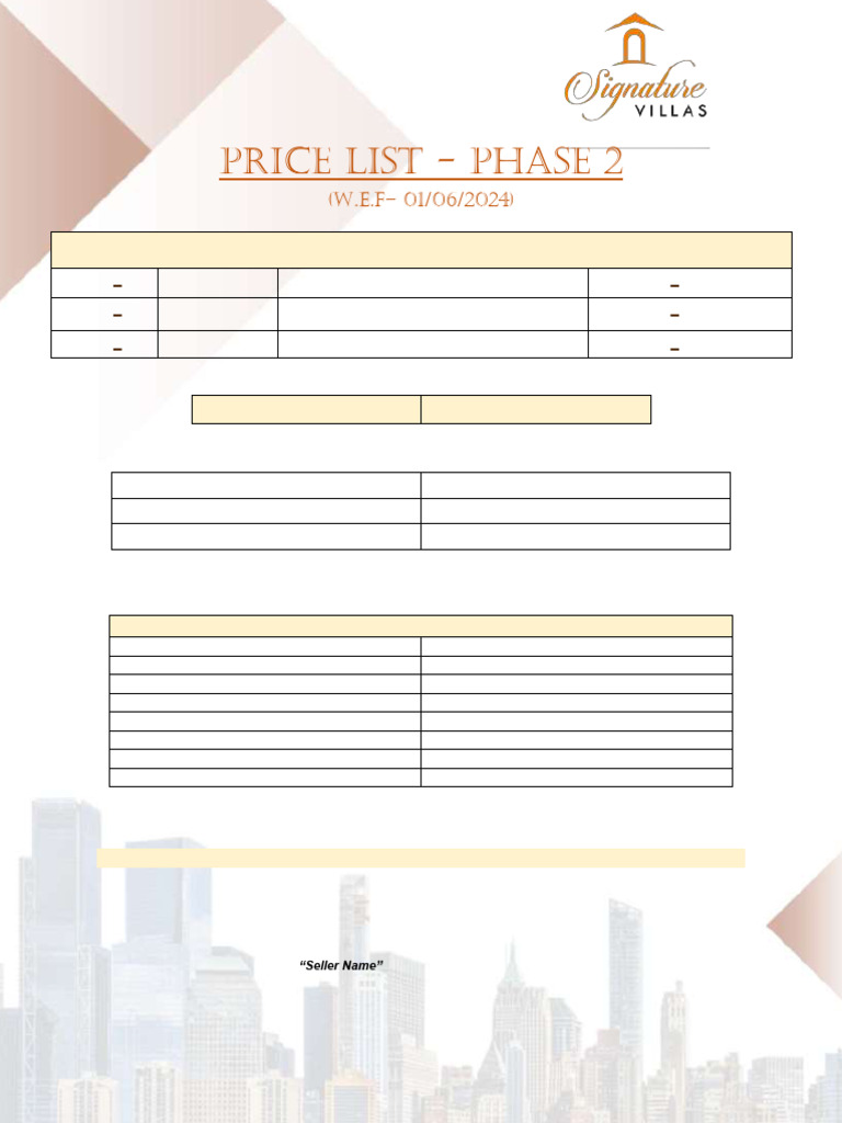 Phase 2 Price List & Payment Plan | PDF