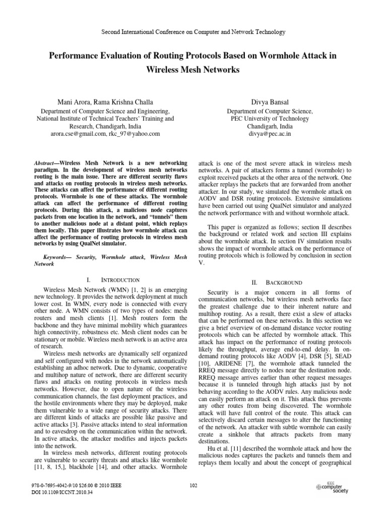 Performance Evaluation Of Routing Protocols Based On Wormhole Attack In