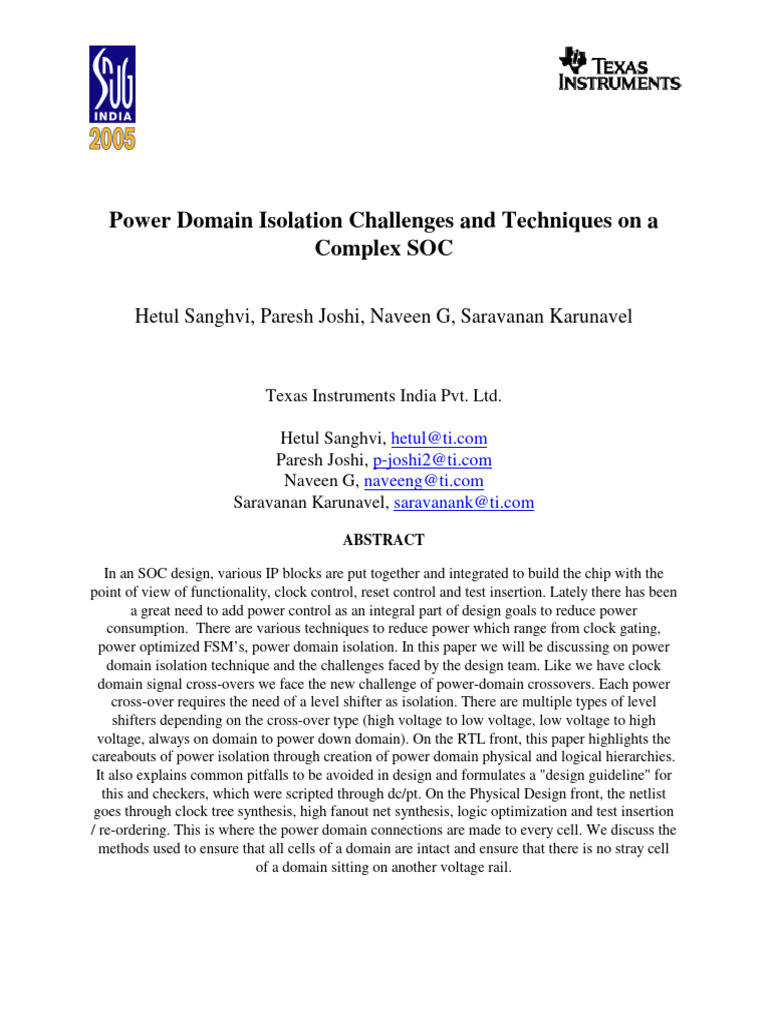 Power Domain Isolation in Complex SOCs | PDF | System On A Chip ...