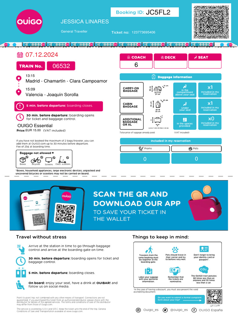 Omio Print Tickets 43E47Z | PDF | Baggage