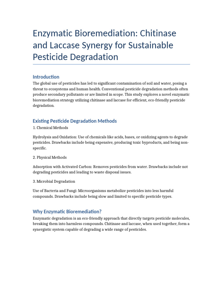 Enzymatic Bioremediation Presentation | PDF | Pesticide | Biodegradation
