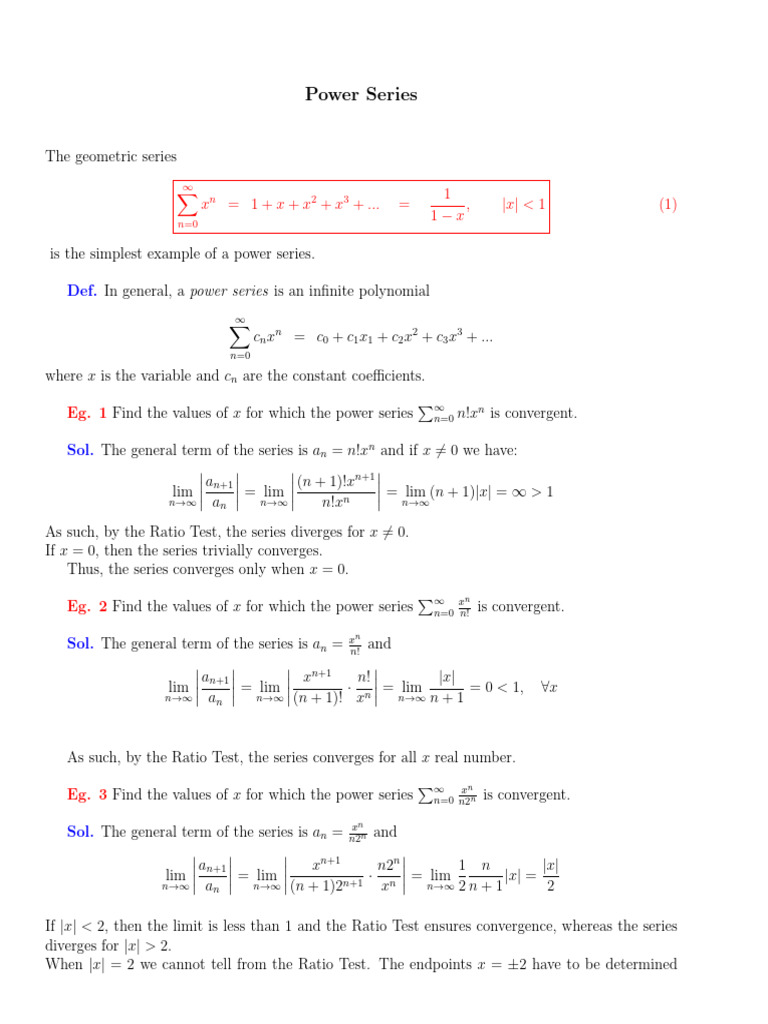 Power Series | PDF | Power Series | Functions And Mappings