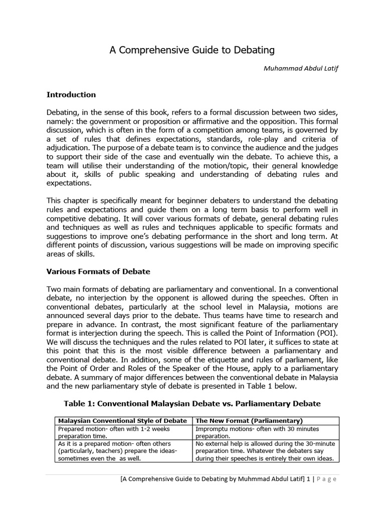 A Comprehensive Guide to Debating | PDF