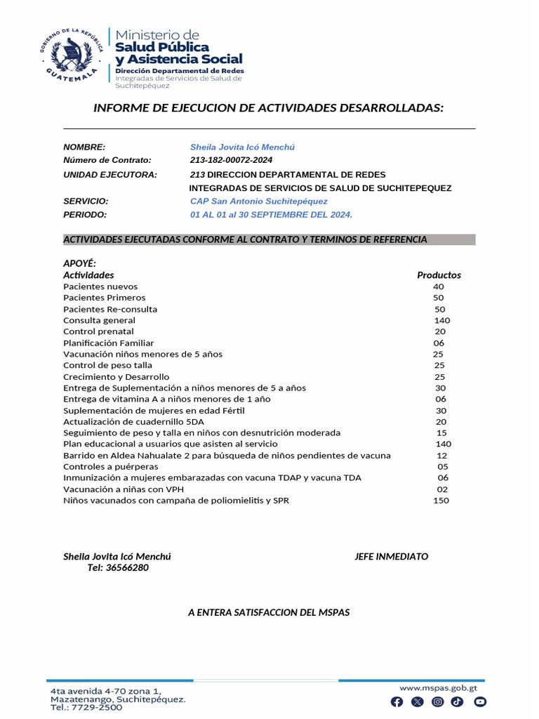 Informe Sheyla 2024 | PDF | Cuidado de la salud | Inmunología