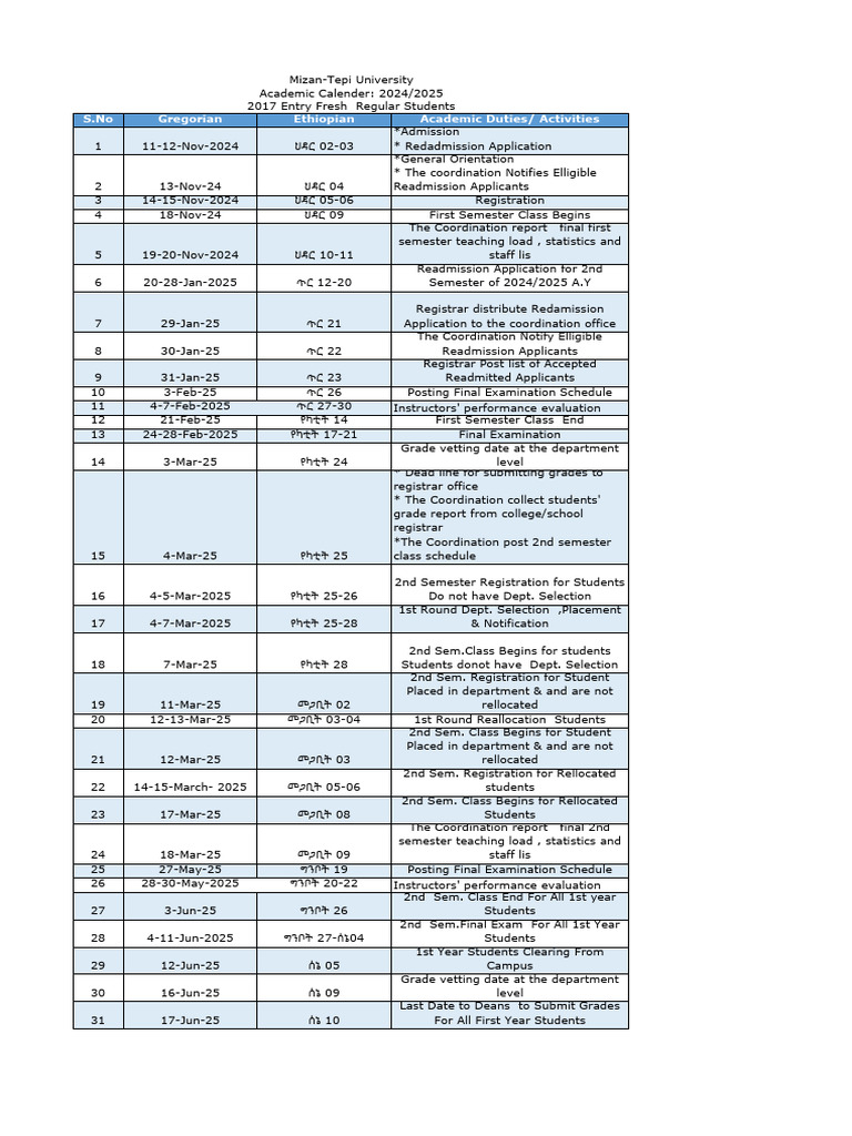 2017 Freshman Calender | PDF | Educational Stages | Qualifications