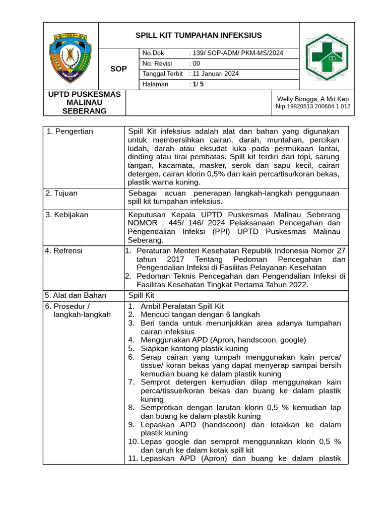 5.5.3.1 Sop Spill Kit Tumpahan Infeksius | PDF