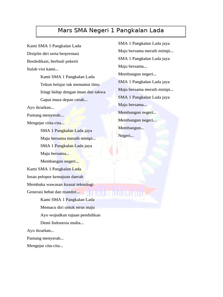 Mars SMA Negeri 1 Pangkalan Lada | PDF