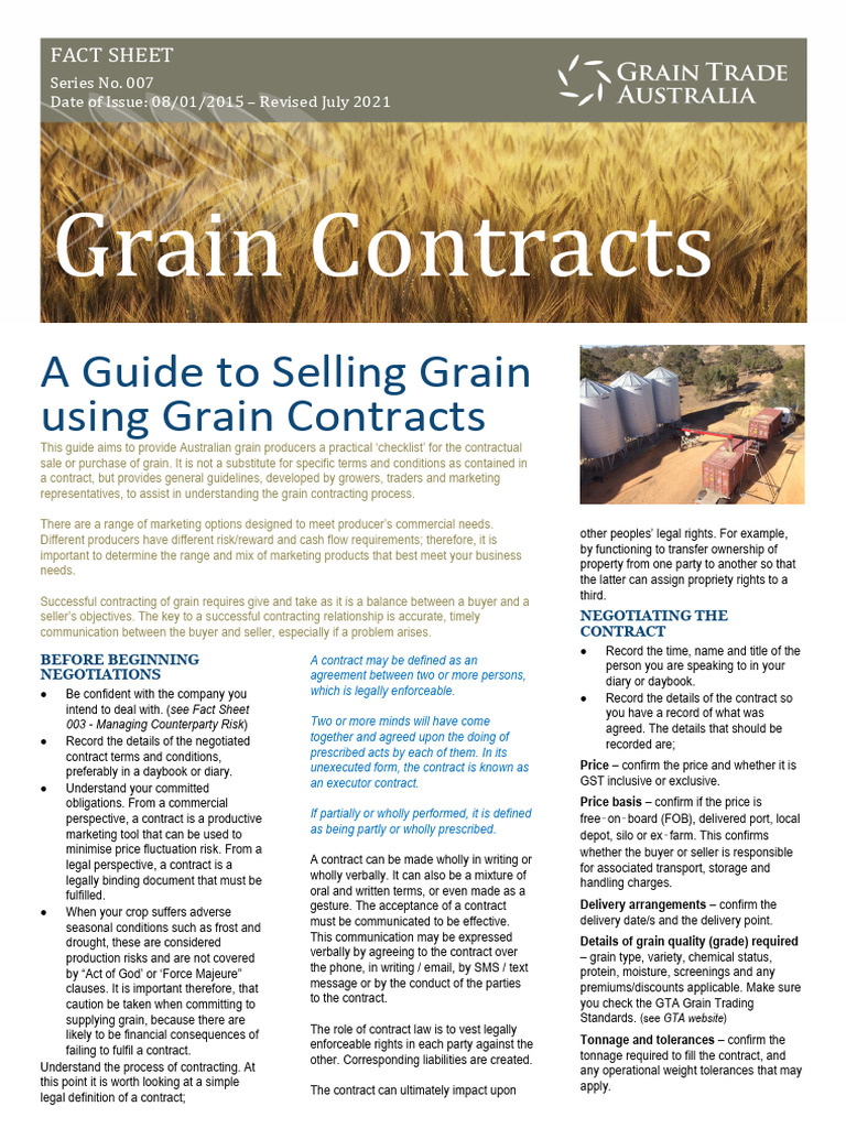Grain Contracts - A guide to taking out grain | PDF | Sales | Procurement