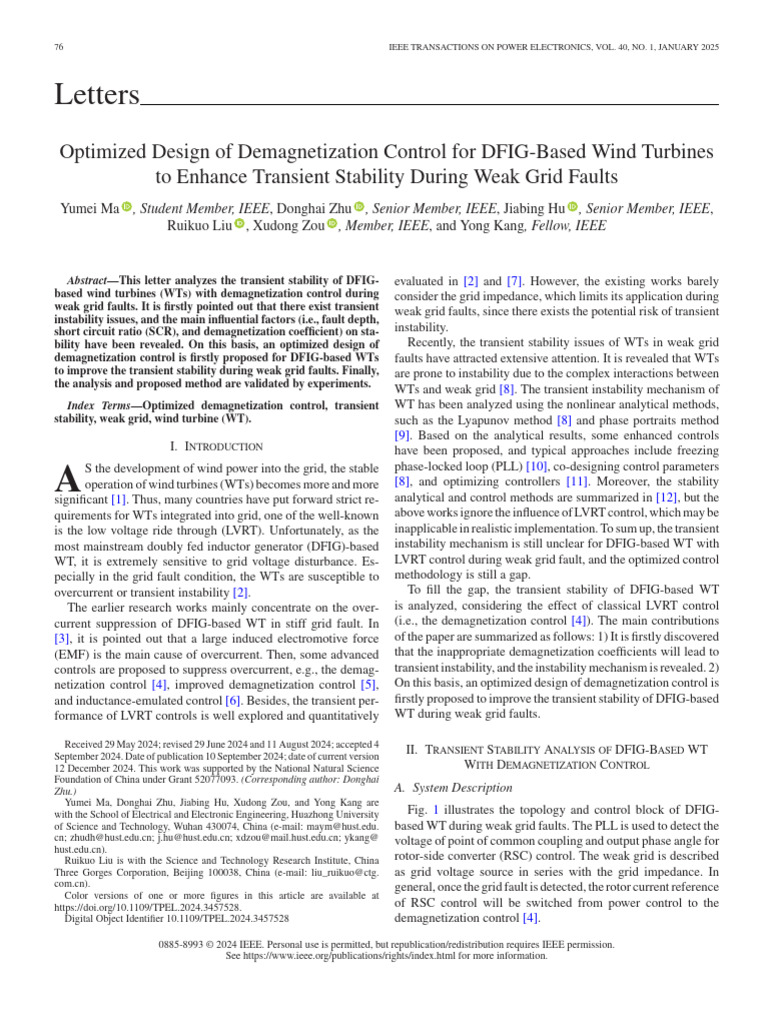 Optimized Design of Demagnetization Control For DFIG-Based Wind Turbines To Enhance Transient ...