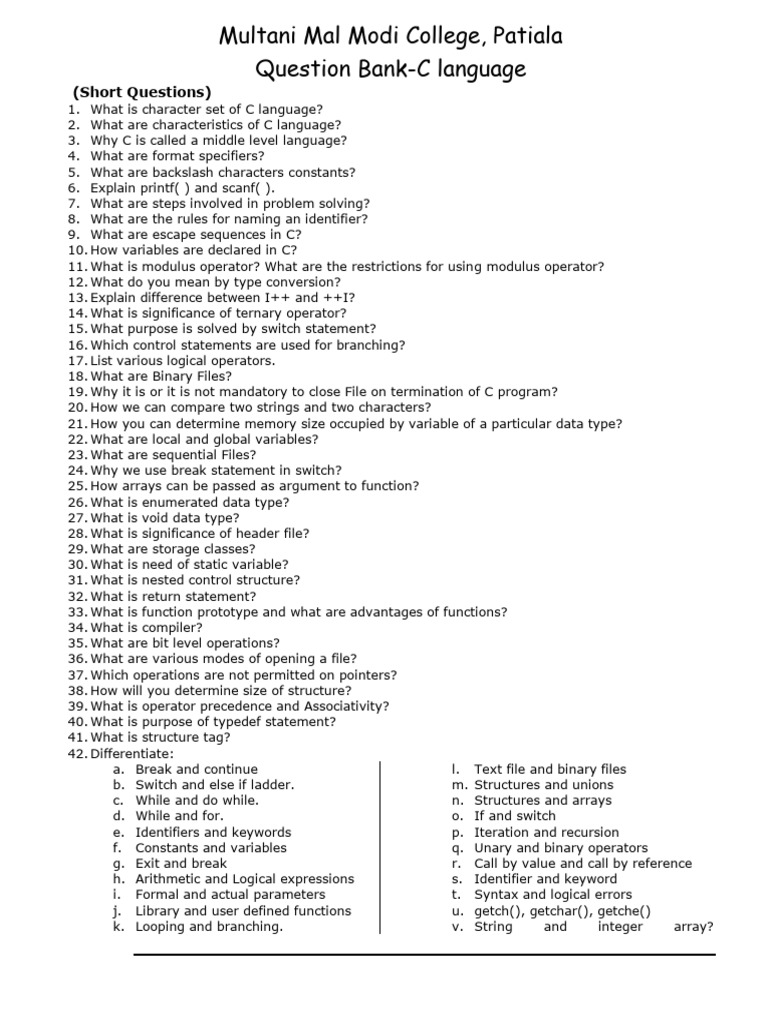 Assignment C Civa Questions | PDF | C (Programming Language) | Computer ...