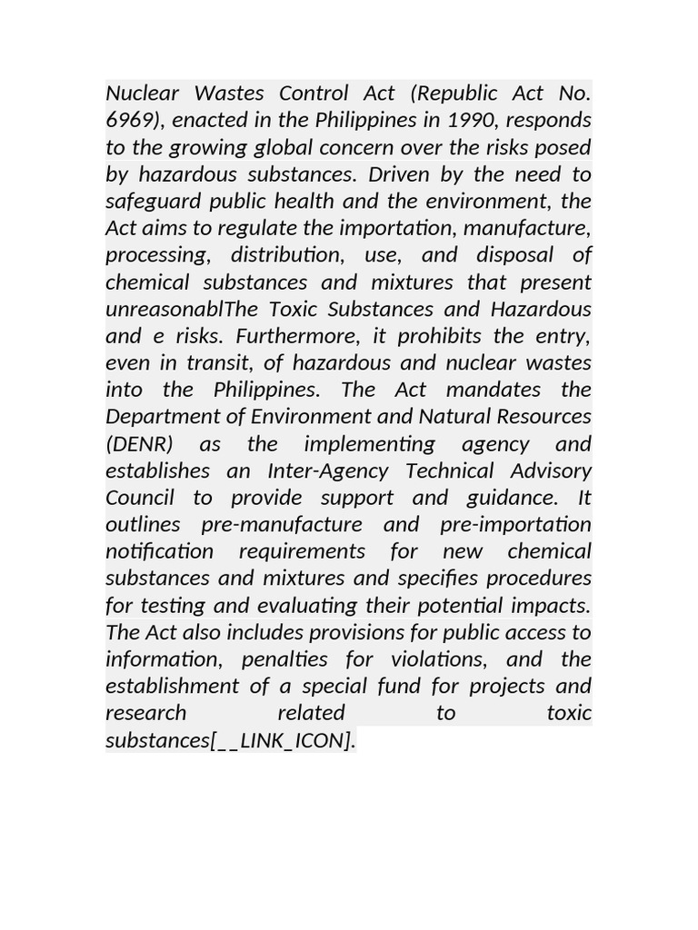 Nuclear Wastes Control Act | PDF | Conservation Biology | Waste Management