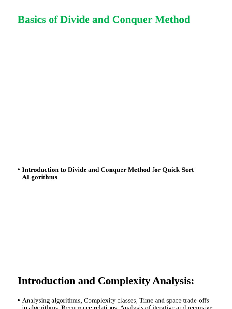 Divide and Conquer - Quick Sort | PDF