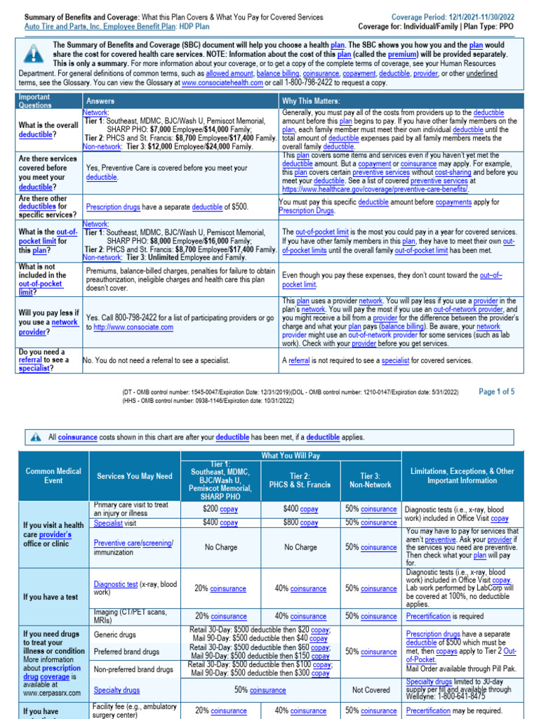 03.Auto Tire and Parts, Inc. Employee Benefit Plan - HDP Plan | PDF ...