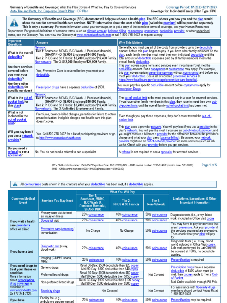 2023 Employee Health Plan Summary | PDF | Hospital | Childbirth