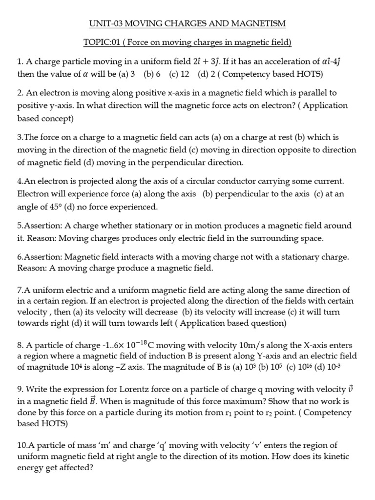 UNIT 03 Assignment 01 Annual Exams | PDF | Force | Electron