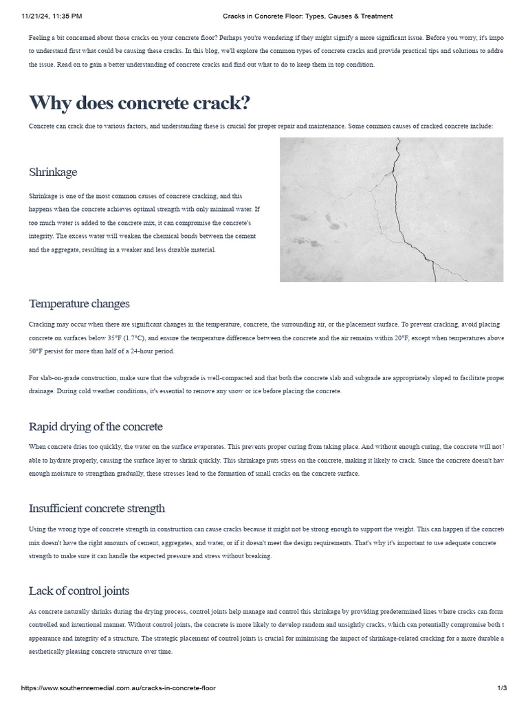 Concrete Cracks: Causes & Solutions | PDF | Concrete | Fracture