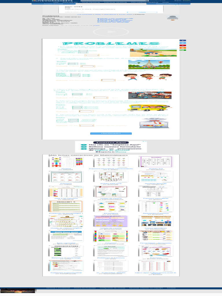 Ficha Online de Problemes para 2n Primaria | PDF