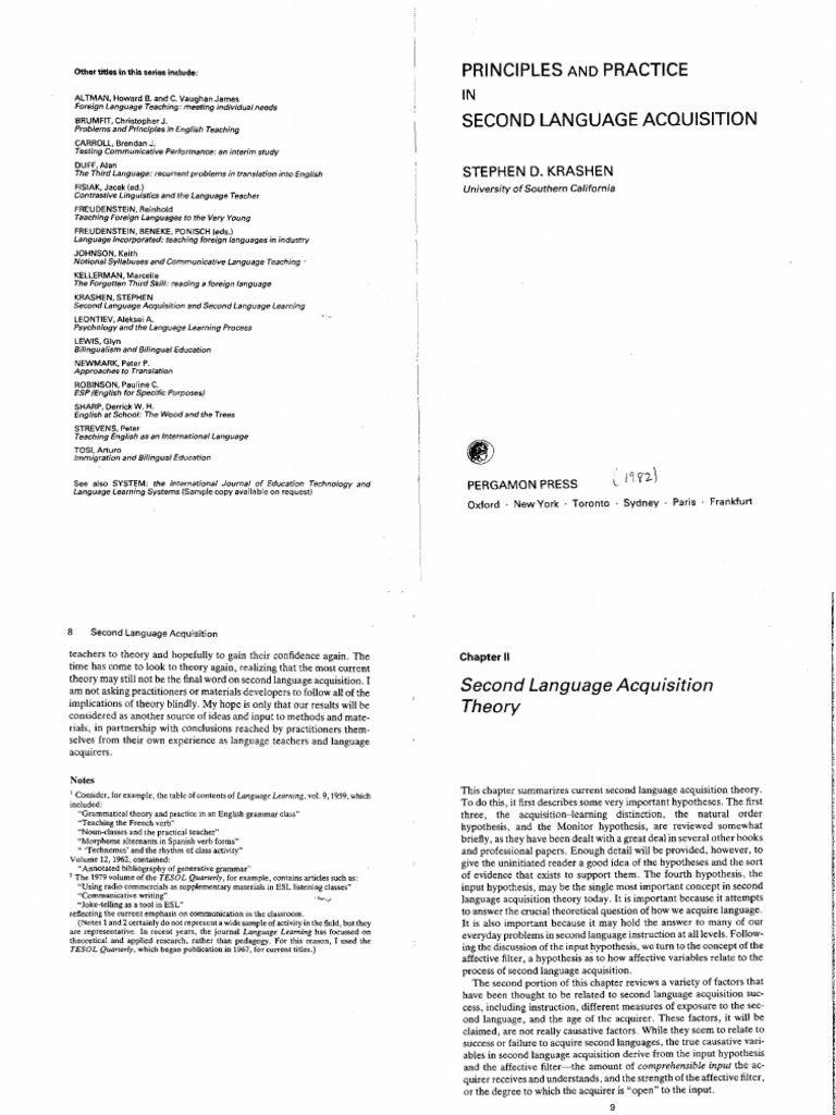 W3.Krashen (1982) Monitor Model | PDF | Second Language | Language ...