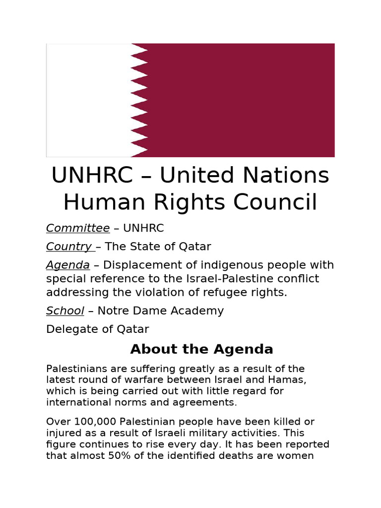 UNHRC - Position Paper | PDF | Unrwa | Palestinians