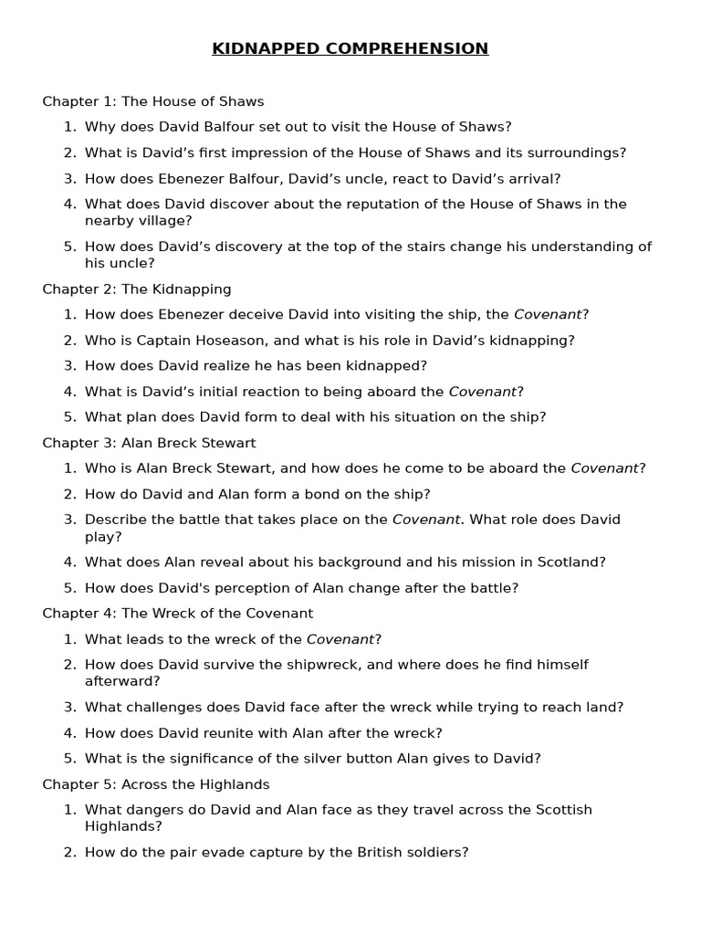 Kidnapped Comprehension | PDF | Shipwrecks