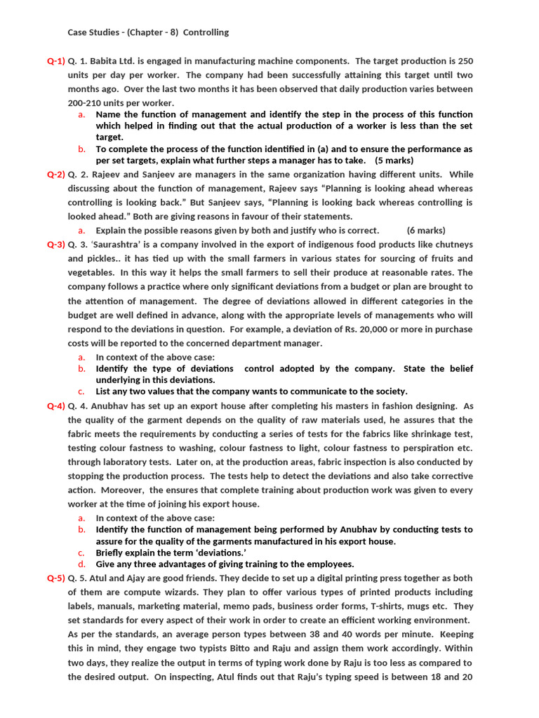 Case 8 Controlling c | PDF | Hamburgers | Textiles