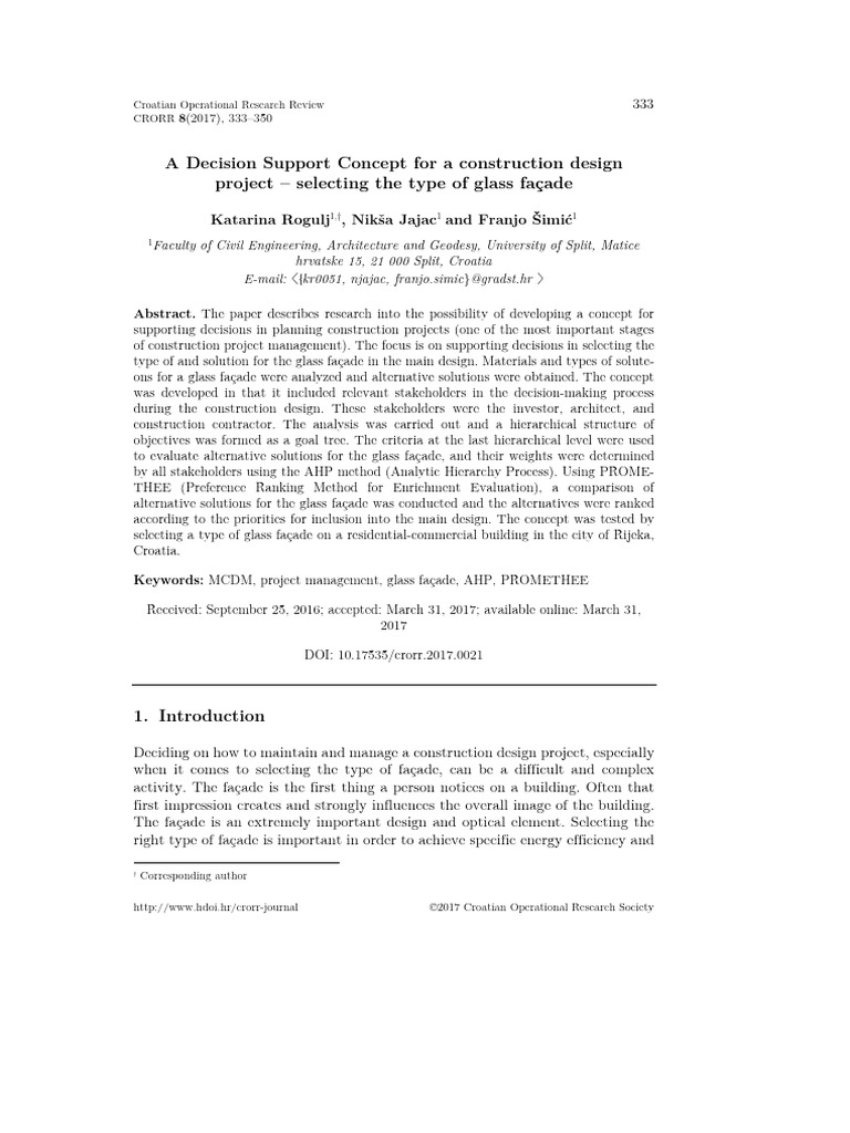 Decision Support for Glass Façade Selection | PDF | Decision Making