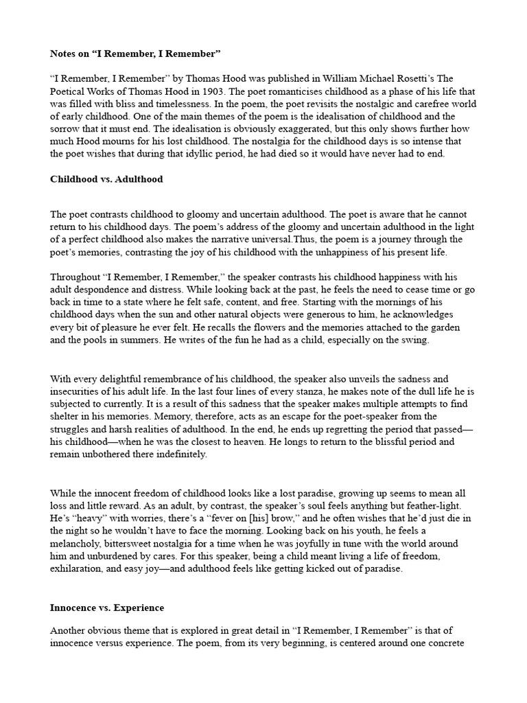 I remember, I remember (1) | PDF | Nostalgia